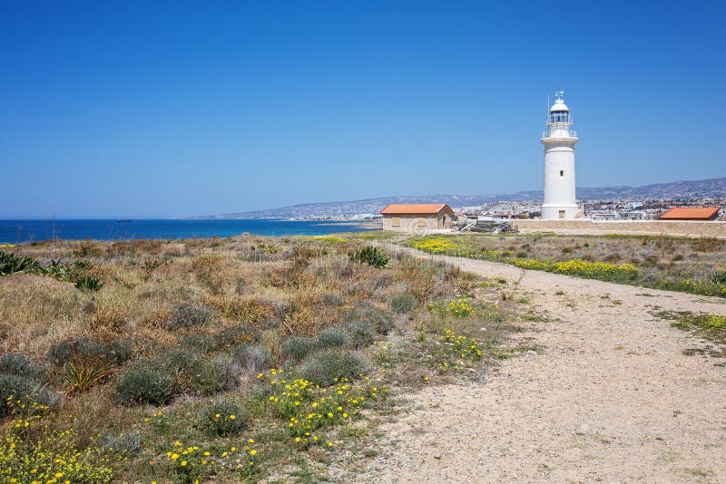 Lighthouse at Paphos, Cyprus Stock Image - Image of landmark, light ...
