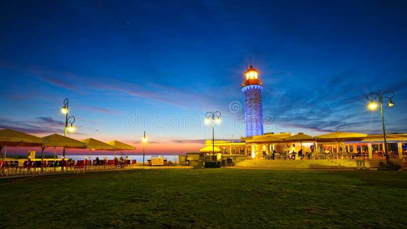 Lighthouse in Patras. editorial image. Image of seascape - 55249460
