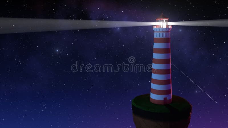 Lighthouse Floating in Space in the Center Loop Stock Video - Video of ...