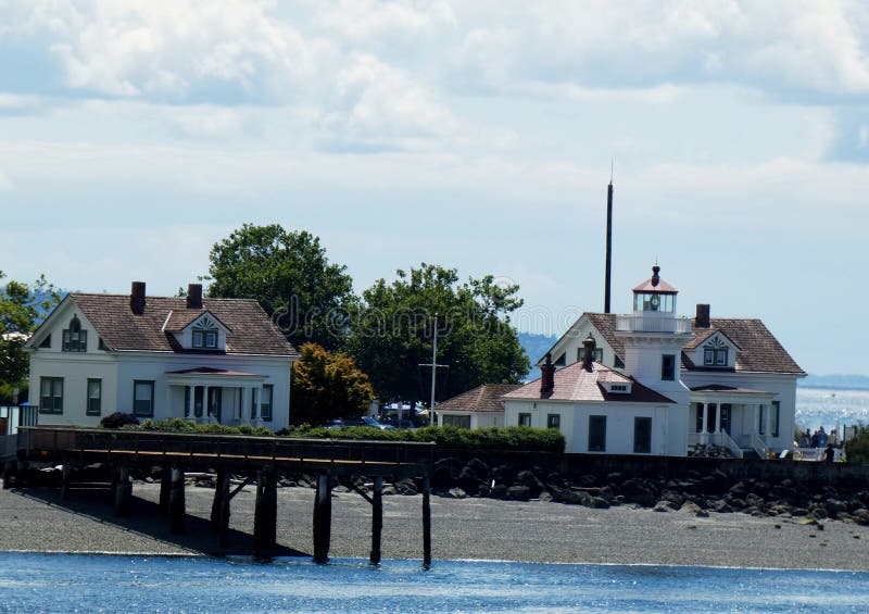 The Lighthouse and Pier at Edmonds, Washington Stock Image - Image of ...
