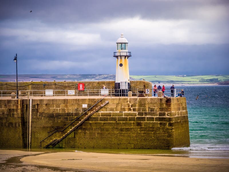 Lighthouse on the Pier of St Ives in Cornwall - CORNWALL, ENGLAND ...