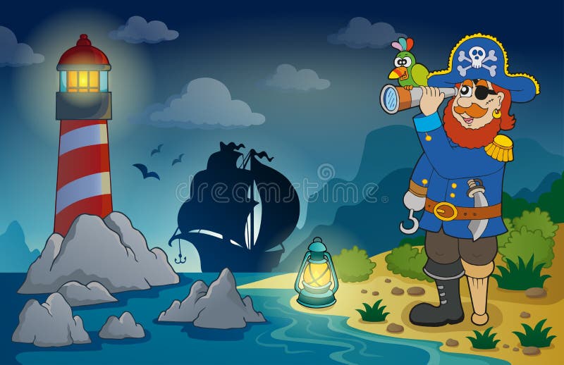 Lighthouse with Pirate Theme 3 Stock Vector - Illustration of drawing ...