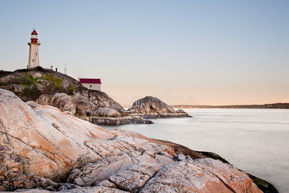 Lighthouse at Point Atkinson Stock Photo - Image of twilight, sunset ...