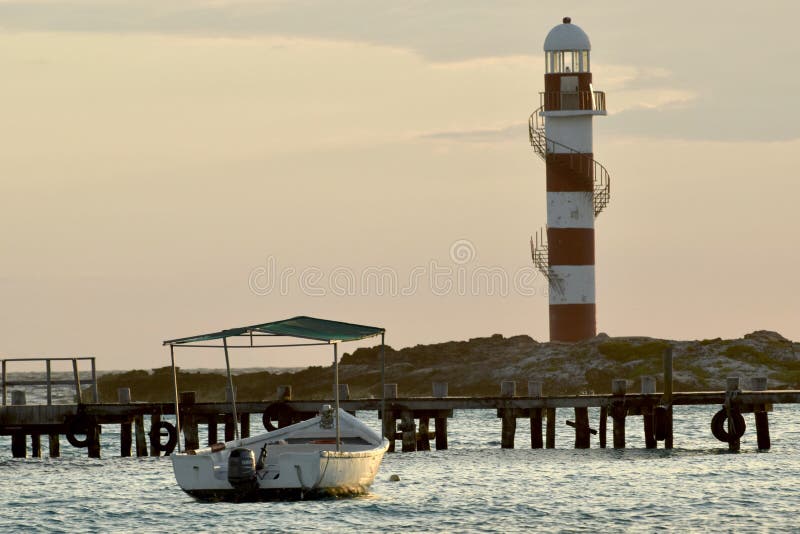Lighthouse point Cancun stock image. Image of seascape - 145842719