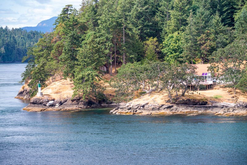 Lighthouse Point in Mayne Island, Canada Stock Image - Image of forest ...