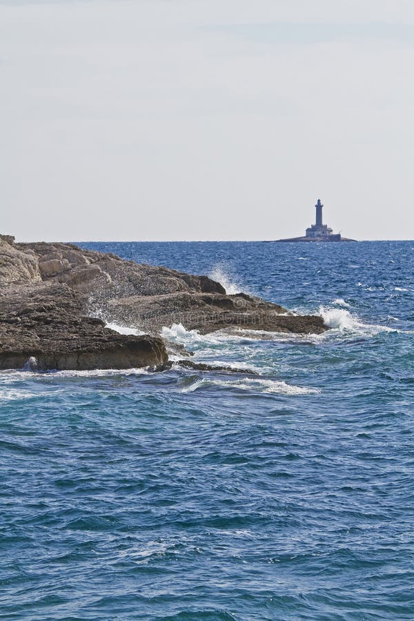 Lighthouse Porer stock photo. Image of signaling, pula - 25433646