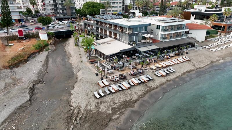 Beach Pool Bar Aerial View 4k Stock Footage - Video of natural, sand ...