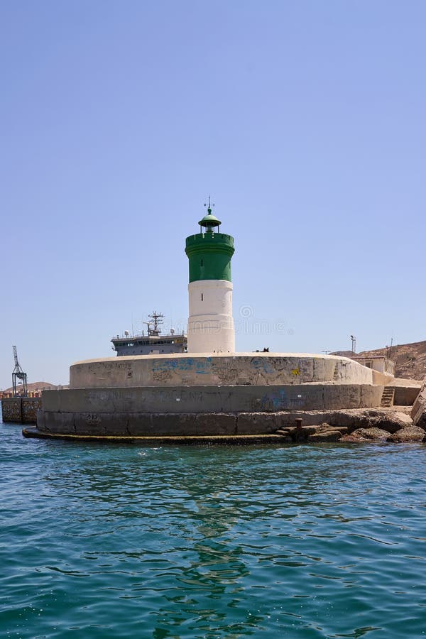 Lighthouse of the Port of Cartagena Stock Photo - Image of harbor ...