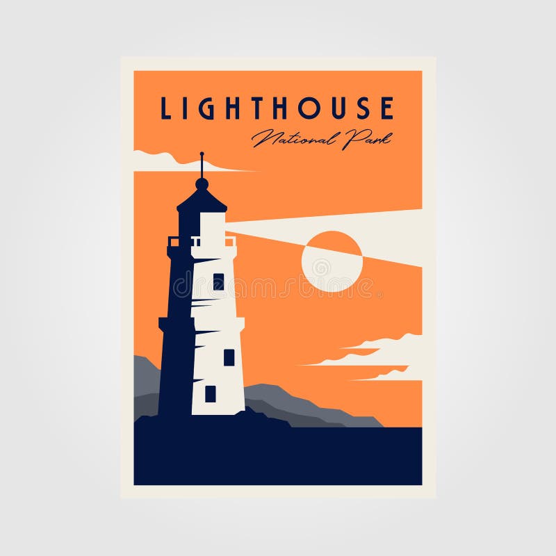 Lighthouse Poster Background Minimal Vector Illustration Design Stock ...