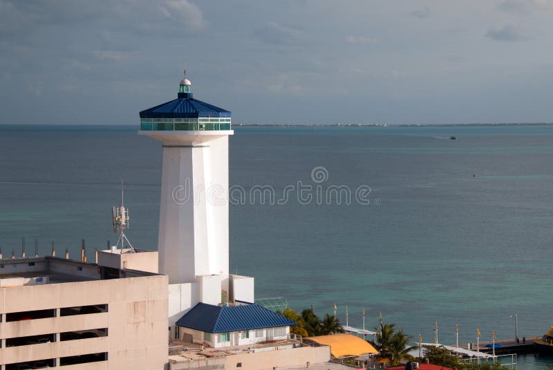 Lighthouse at Puerto Juarez Cancun Mexico Stock Photo - Image of ...