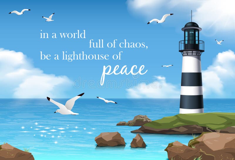 Lighthouse Realistic Poster Stock Vector - Illustration of light ...