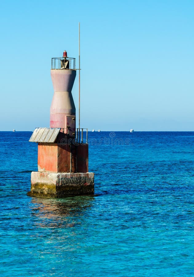 Lighthouse in the Red Sea. stock image. Image of wallpaper - 48990493
