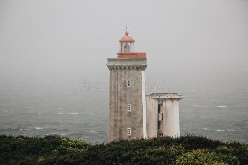 Lighthouse with a Red Top and the Beautiful Sky Stock Image - Image of ...