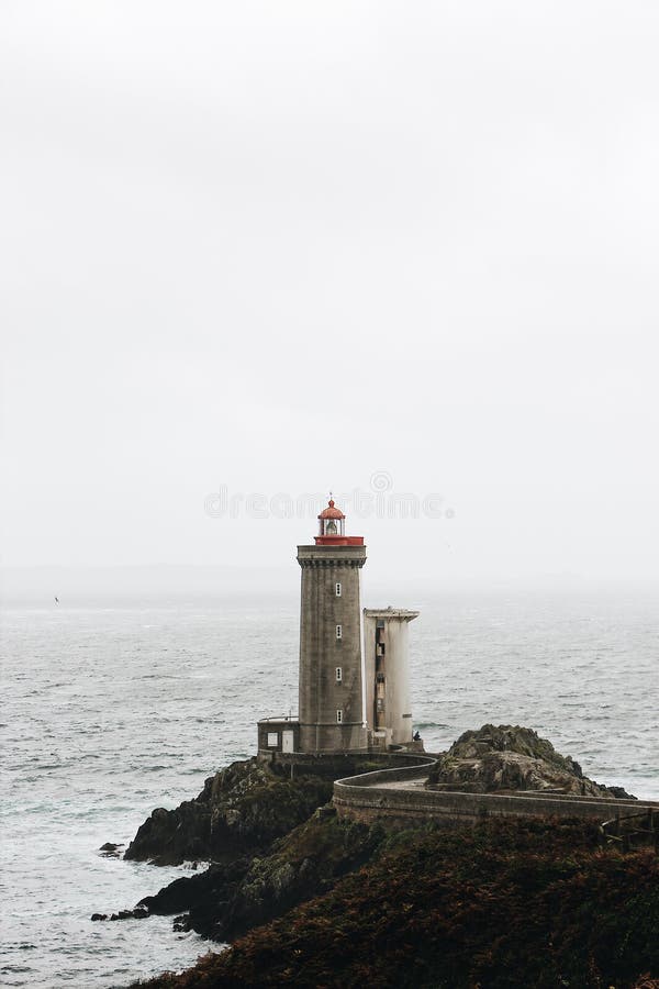 Lighthouse with a Red Top and the Beautiful Sky Stock Image - Image of ...