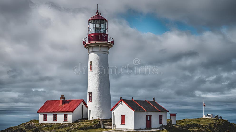 Lighthouse on a Remote Island Stock Illustration - Illustration of ...