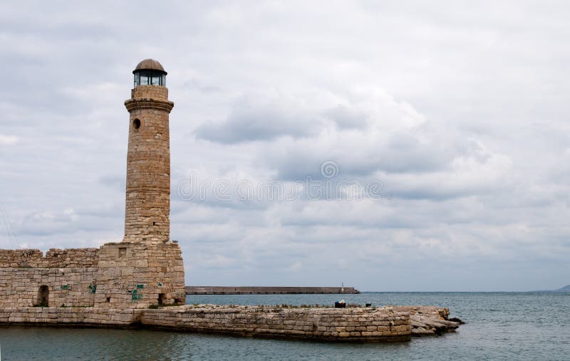 Lighthouse, Rethymno Crete stock image. Image of water - 28561715