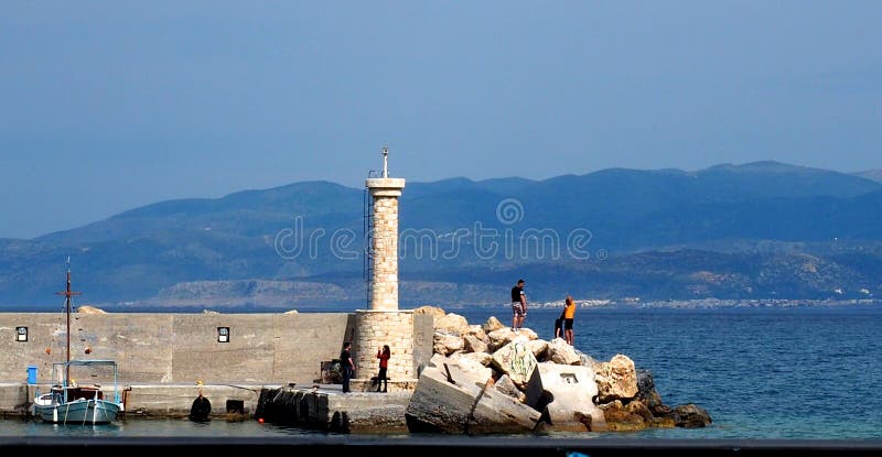 Lighthouse in Rethymno Crete Greece Editorial Image - Image of safety ...