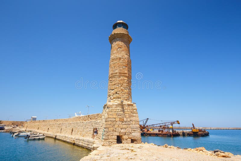 Lighthouse in Rethymno, Crete, Greece Editorial Image - Image of ...