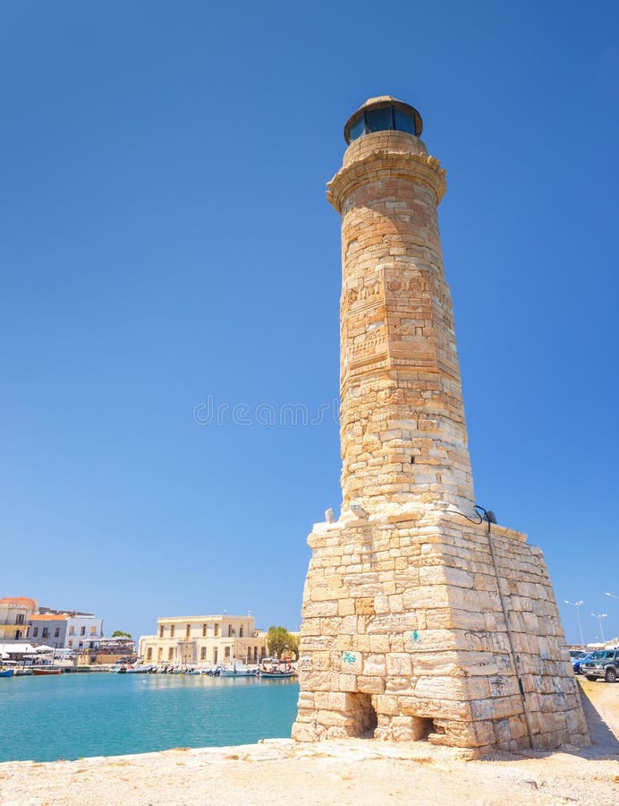 Lighthouse in Rethymno, Crete, Greece Stock Photo - Image of coast ...