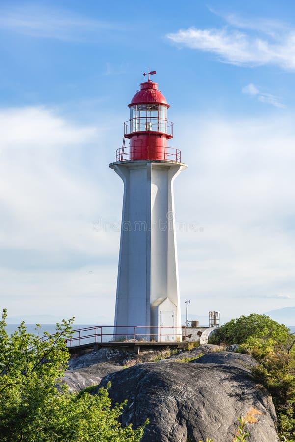 White Lighthouse on the Isalnd in the Ocean Stock Image - Image of ...