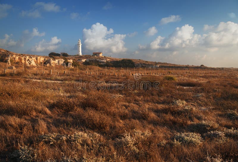 Lighthouse on the Rocks. Paphos Attraction. Stock Image - Image of ...
