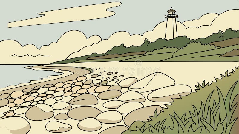 Lighthouse on Rocky Beach, Coastal Beacon and Nautical Guide Vector Design Generative AI Stock ...