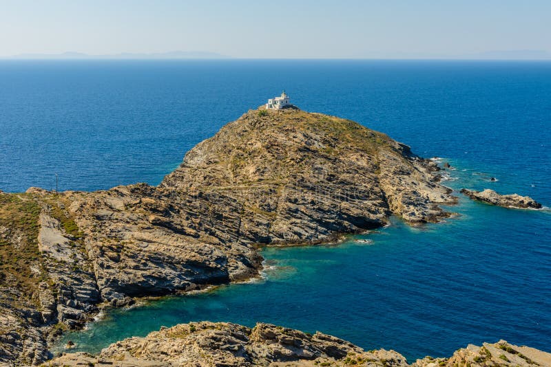 Lighthouse stock photo. Image of paros, mountain, landmark - 67361624
