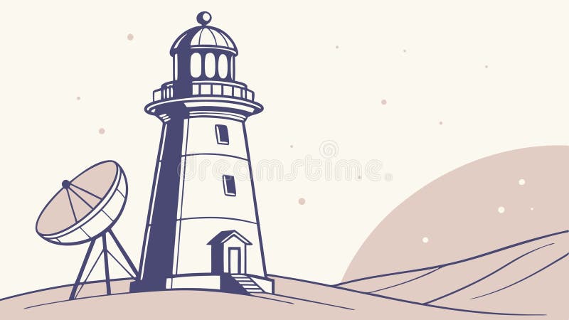 Lighthouse Satellite Dish Vector Illustration, Tech Blend, Vector ...