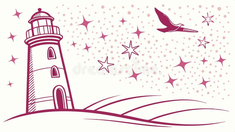 Lighthouse Scene, Coastal Beacon Illustration Vector Design Generative ...