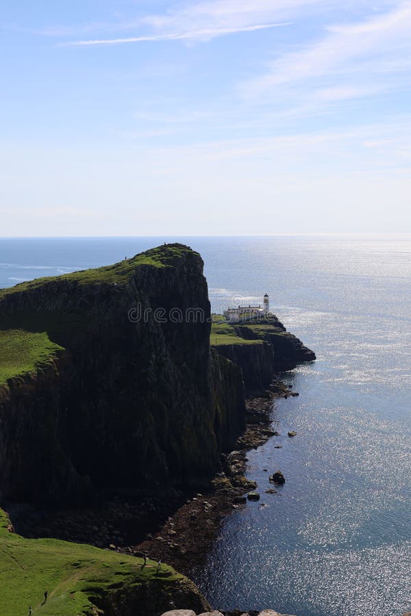 Lighthouse in Scotland Near See and Cliffs Stock Photo - Image of water ...