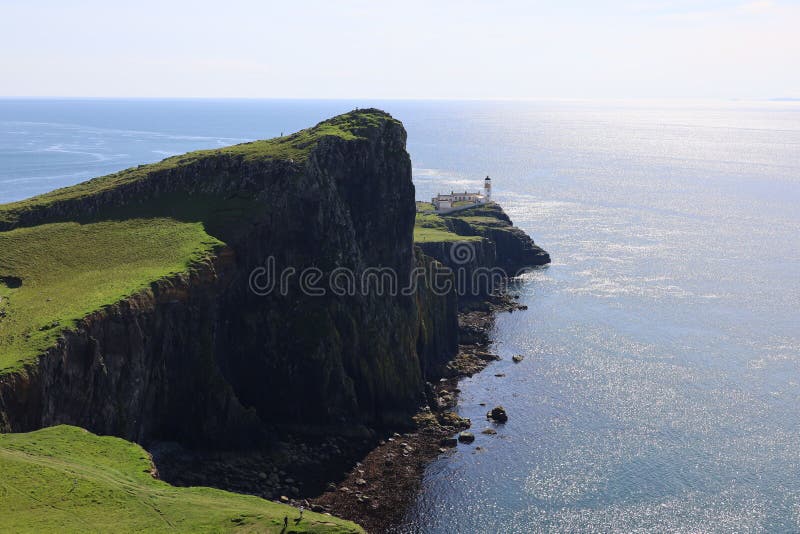 Lighthouse in Scotland Near See and Cliffs Stock Photo - Image of beach ...