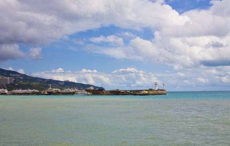 Lighthouse in sea stock image. Image of coast, ship, lighthouse - 28750069