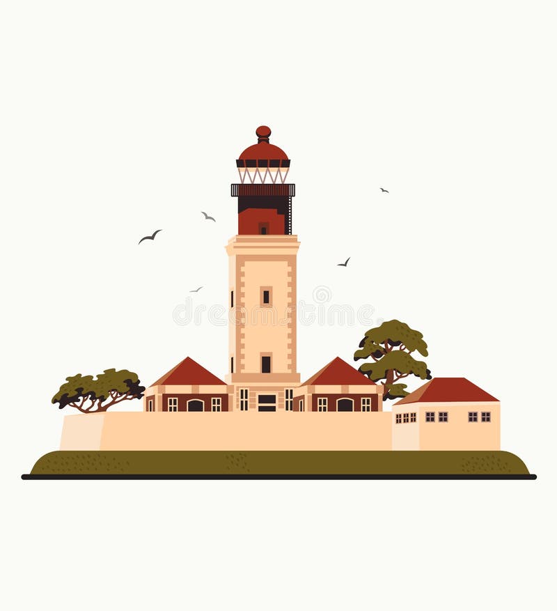 Lighthouse, Sea Beacon House. Vector Illustration in Flat Cartoon Style ...