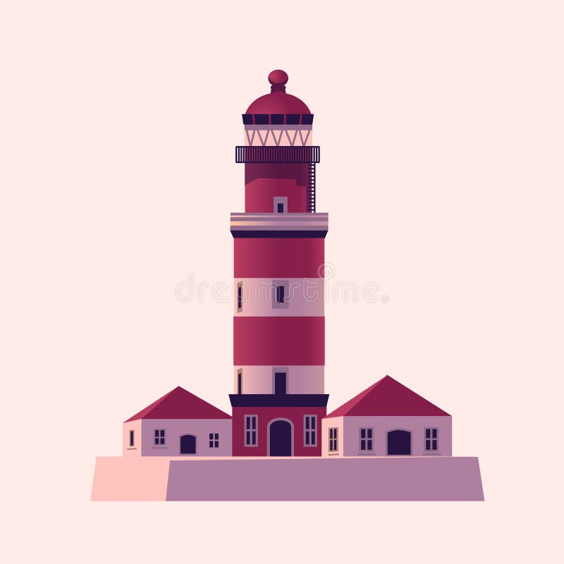 Lighthouse, Sea Beacon House. Vector Illustration in Flat Cartoon Style ...