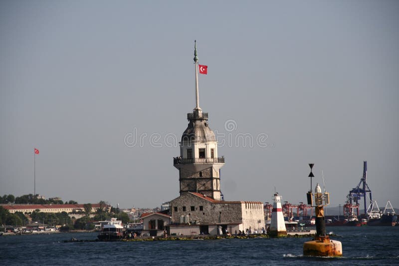 Lighthouse in the Sea, Istambul Stock Image - Image of christian, water ...
