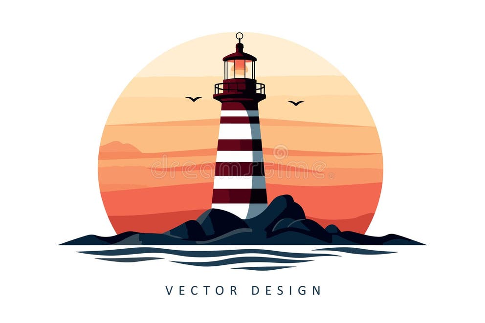 Lighthouse by Sea Minimalist Vector Design AI Generated Stock Vector ...
