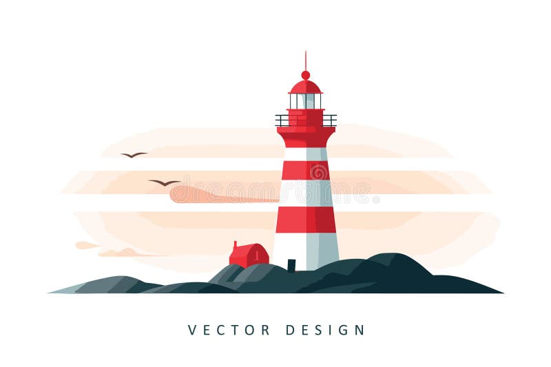 Lighthouse by Sea Minimalist Vector Design AI Generated Stock Vector ...