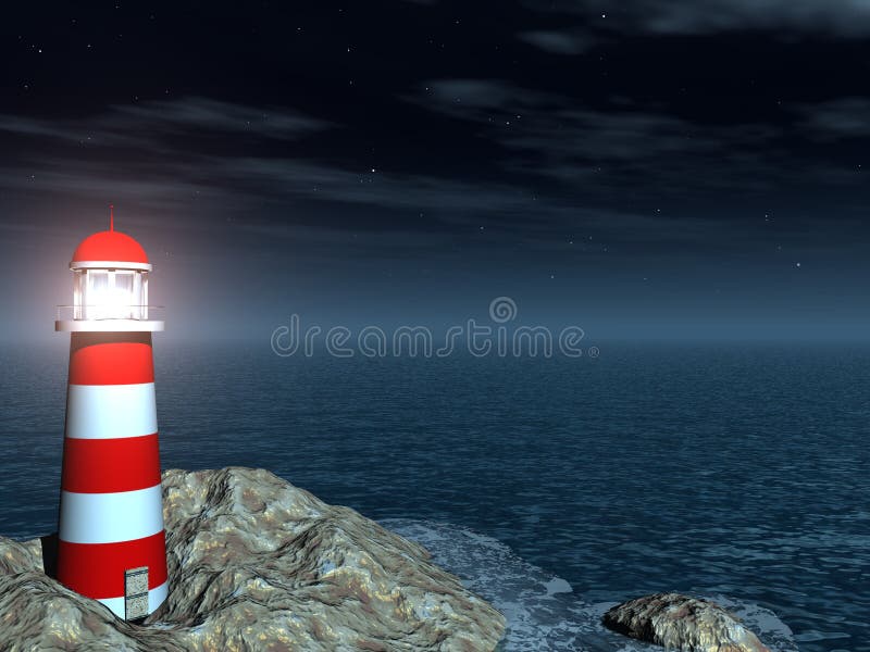 Pharos Lighthouse at Sunset Stock Illustration - Illustration of ...