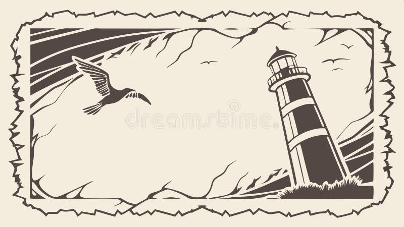 Lighthouse , Seagull Frame, Coastal Scene , Nautical Border Vector ...