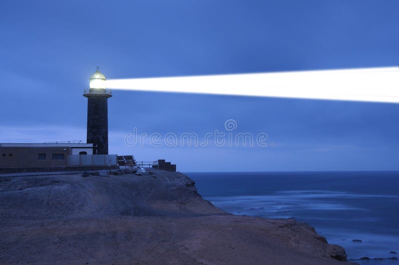 Lighthouse Searchlight Beam through Foggy Air Stock Image - Image of ...