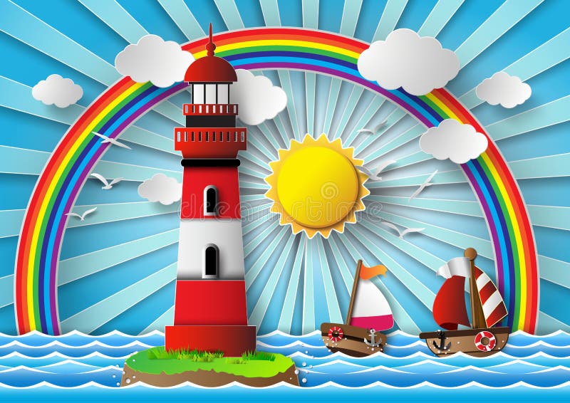 Rainbow Lighthouse Vector Stock Illustrations – 146 Rainbow Lighthouse ...