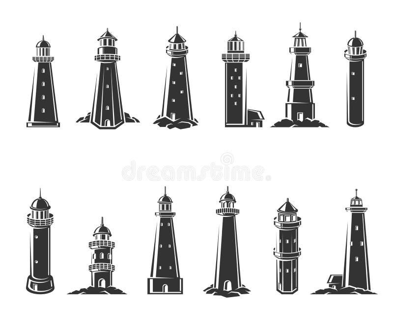 Lighthouse set. Vector stock vector. Illustration of building - 130623066