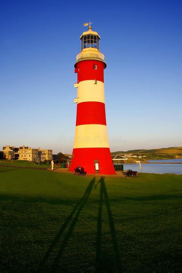 Lighthouse with Shadows Af Two Lovers, Plymouth Stock Photo - Image of ...