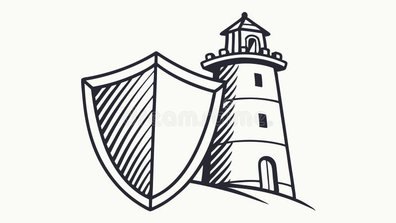 Lighthouse and Shield, Protection and Guidance, Vector Design ...