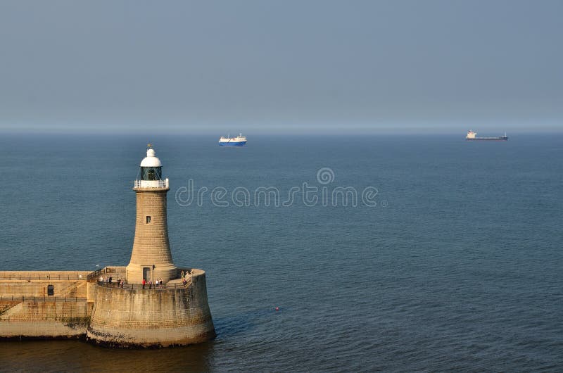 Lighthouse and ships stock photo. Image of route, boat - 37150602