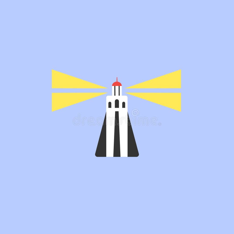 Lighthouse and Signal Beam Icon. Colorful Vector Illustration Stock ...
