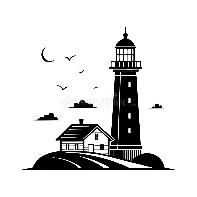 Lighthouse Silhouette Vector Design. Collection of Illustrations and ...