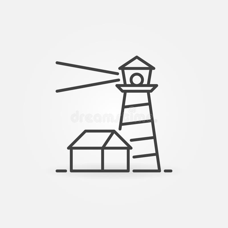 Lighthouse with Small House Vector Outline Concept Icon Stock Vector ...
