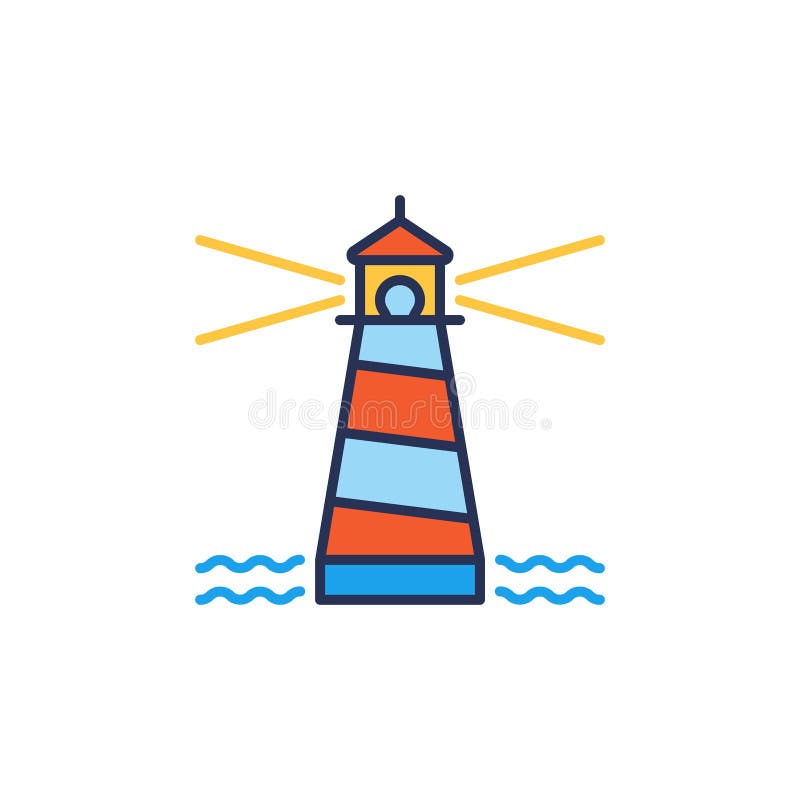 Lighthouse and Small Waves Vector Concept Colored Icon Stock Vector ...