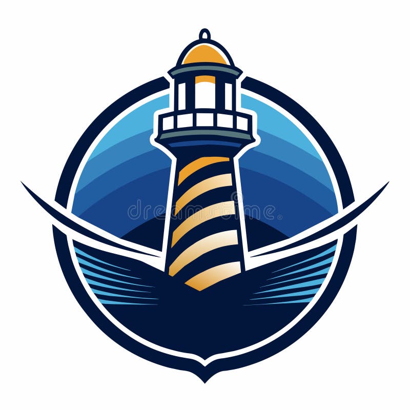 A Lighthouse Standing on a Wave Enclosed in a Circular Shape, a Logo ...